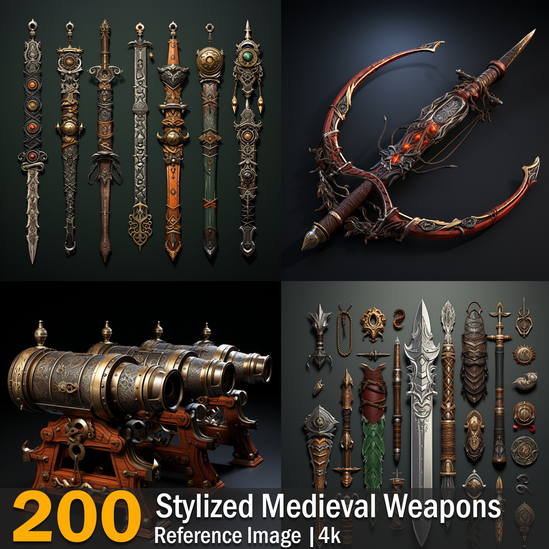 ArtStation - Stylized Medieval Weapons | Reference Images | 4K