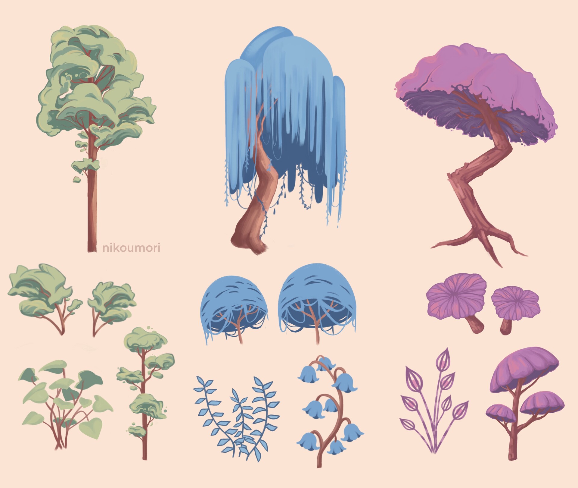 ArtStation - Stylized tree designs