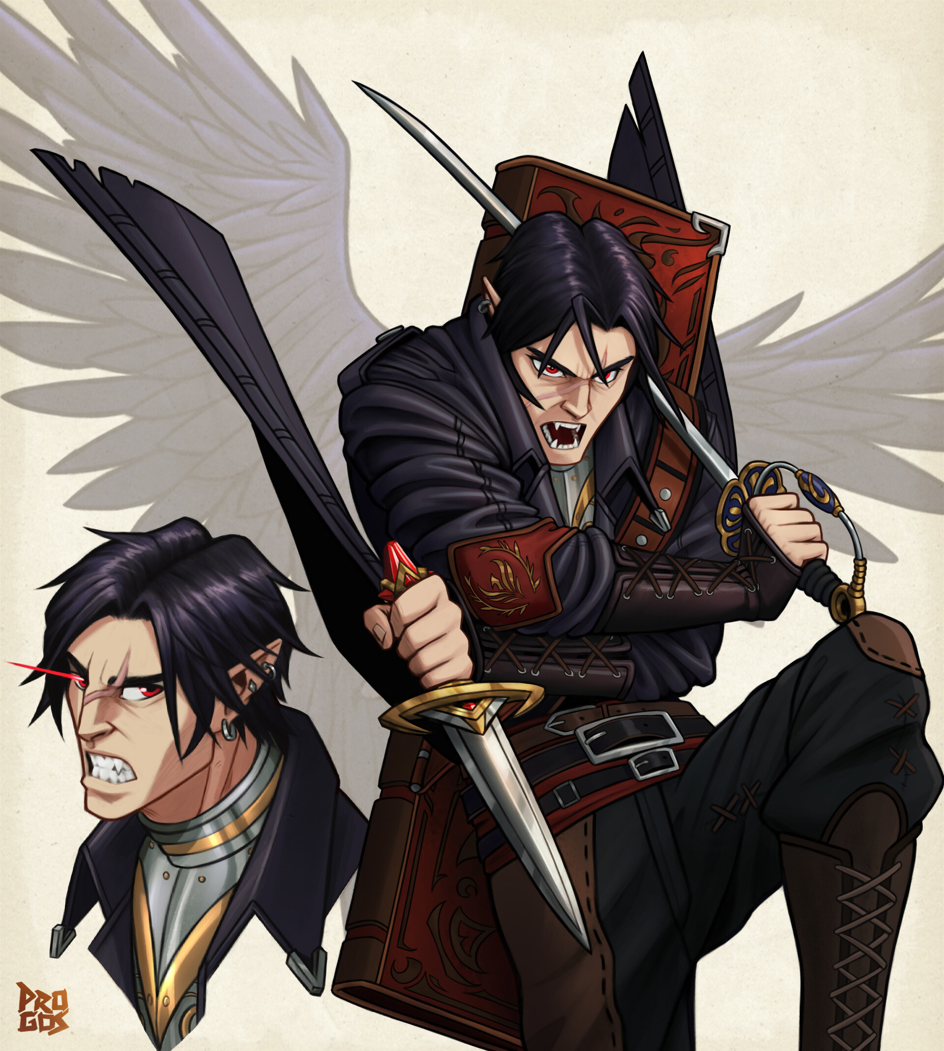 ArtStation - D&D Character Sheet Commission - Omarigal Umynar, Dhampir ...