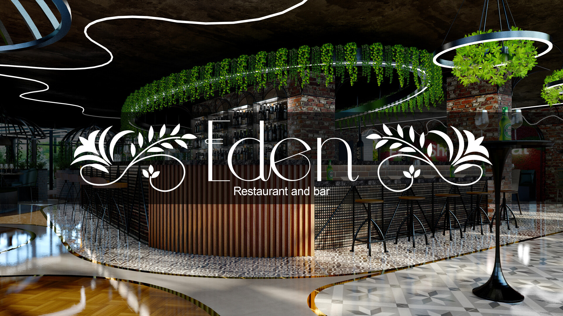 ArtStation - Eden restaurant and bar interior design and visualisation