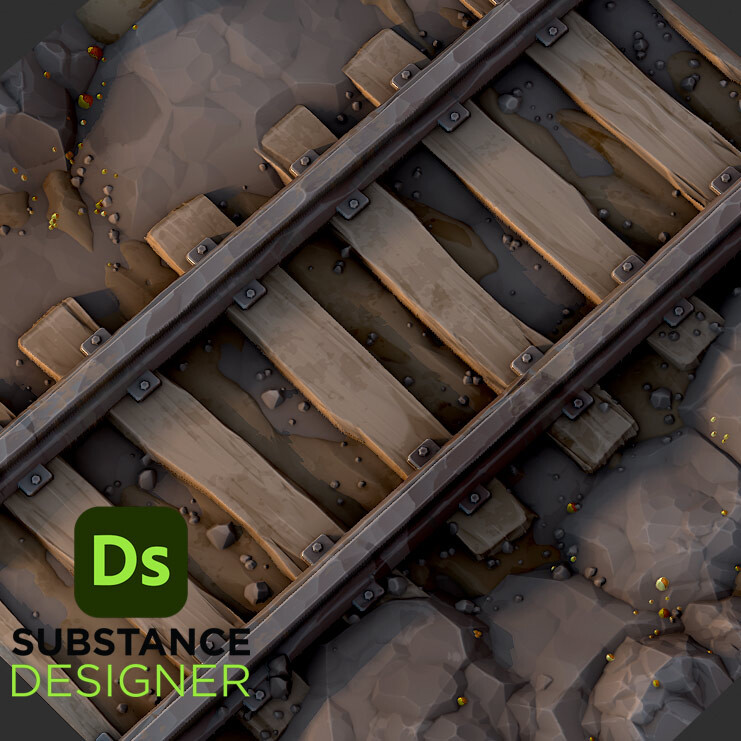 ArtStation - Stylized Mining Track - Substance 3D Designer