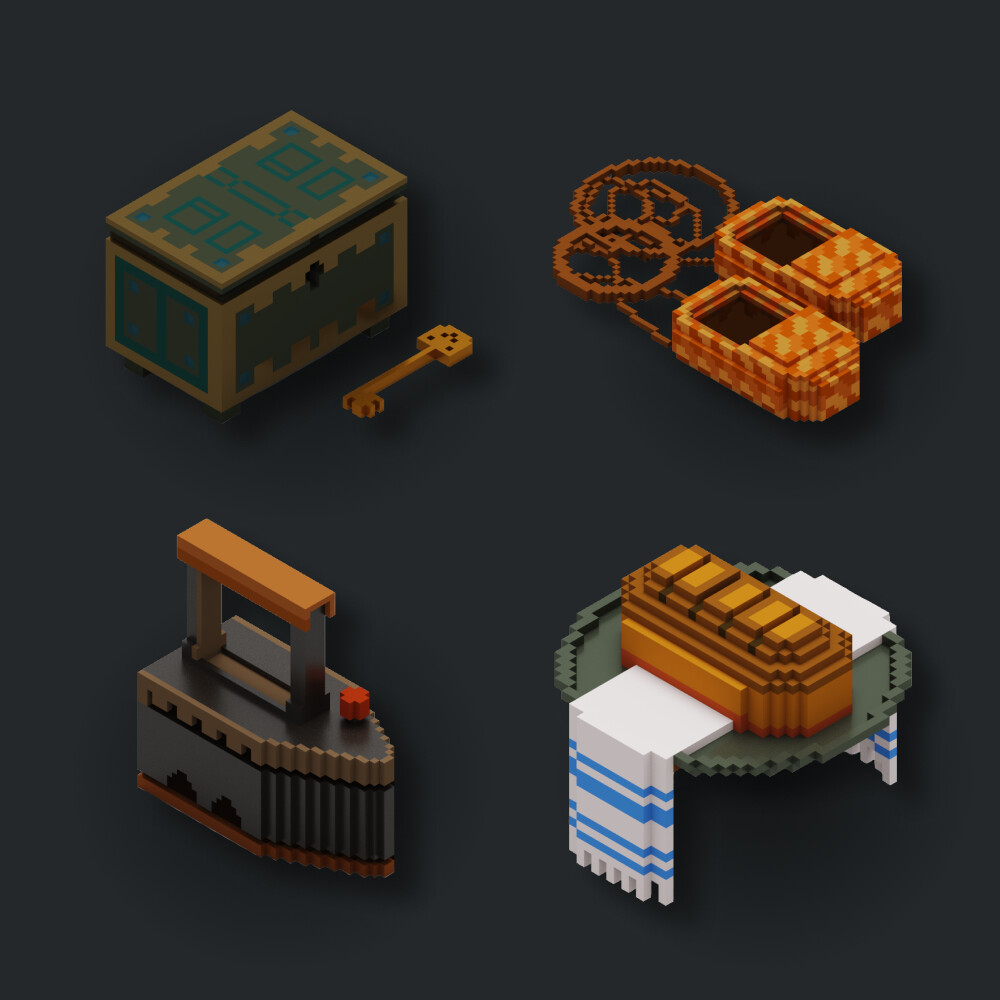 ArtStation - Isometric voxel items