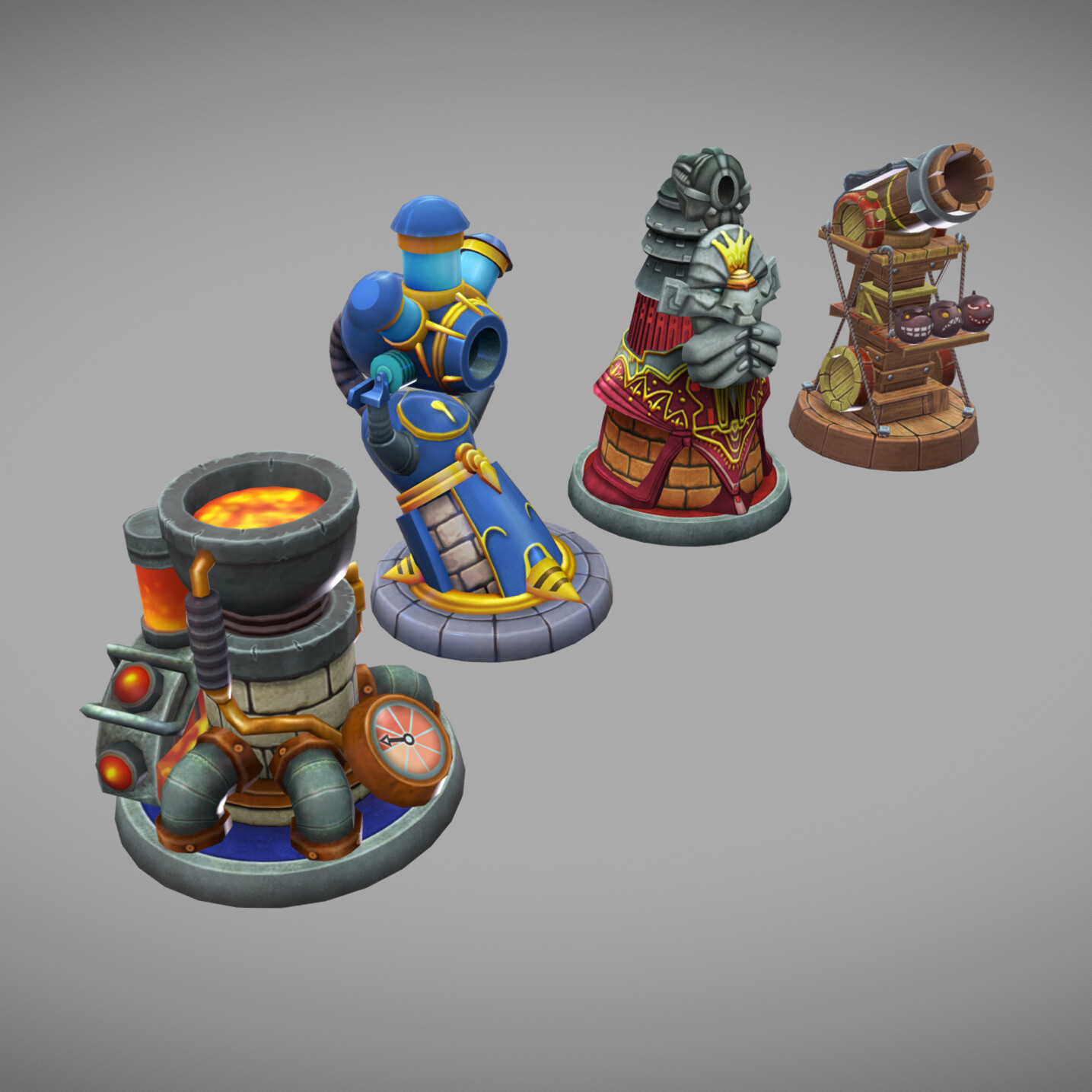ArtStation - Stylised low-poly tower models for mobile game “Defenders ...