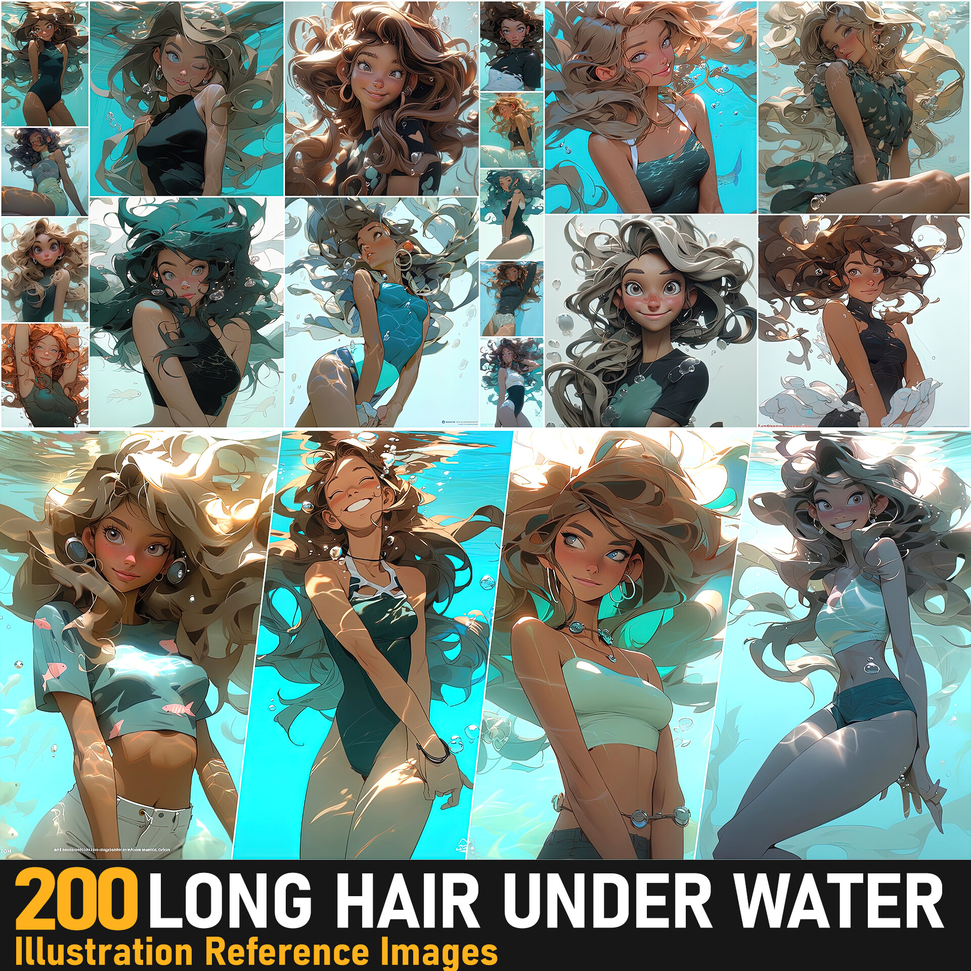 ArtStation - Long Hair Underwater VOL.15|4K Reference Images