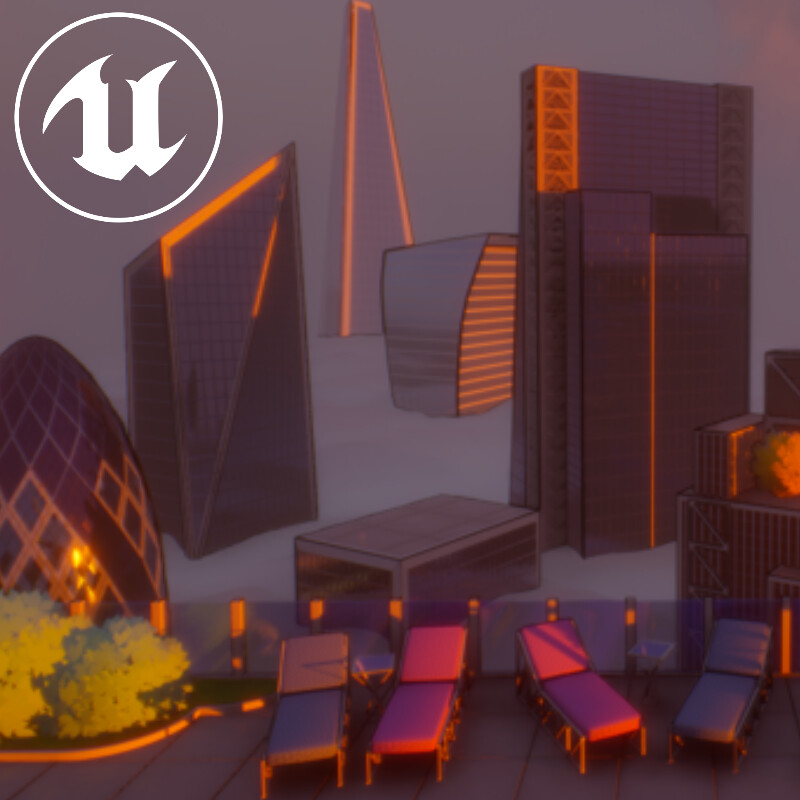 ArtStation - London Skyline Pool Party