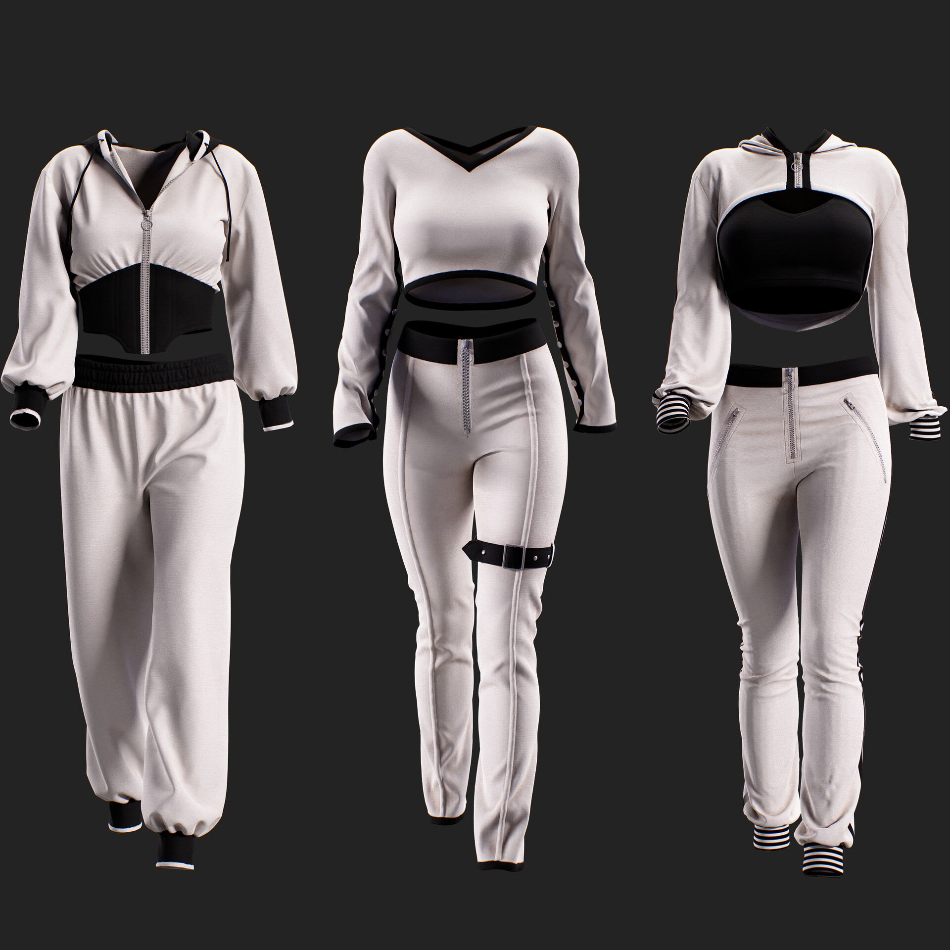ArtStation - 3 in 1 Girl's Outfits- Marvelous Designer/Clo3d (OBJ + FBX +ZPRJ)