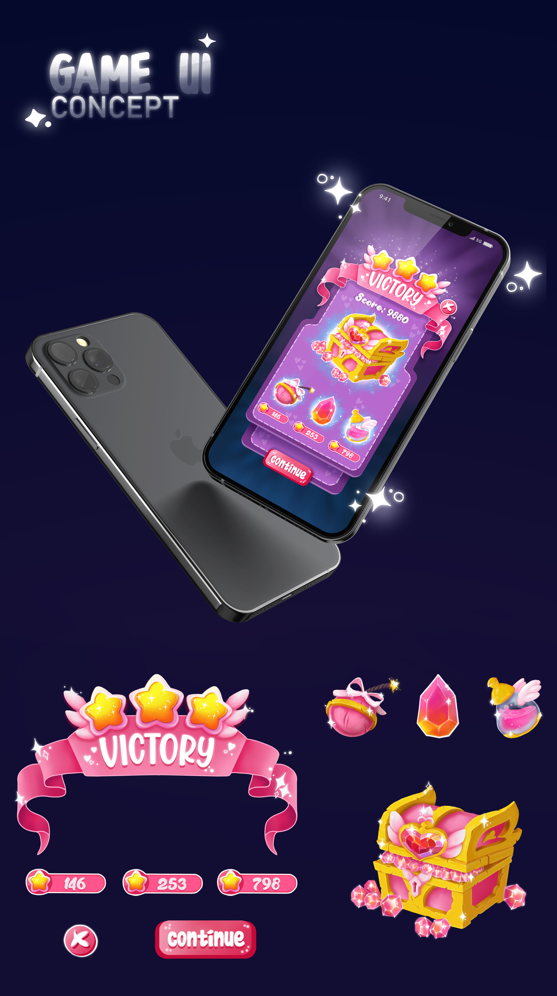 ArtStation - Victory Menu - Game UI Design