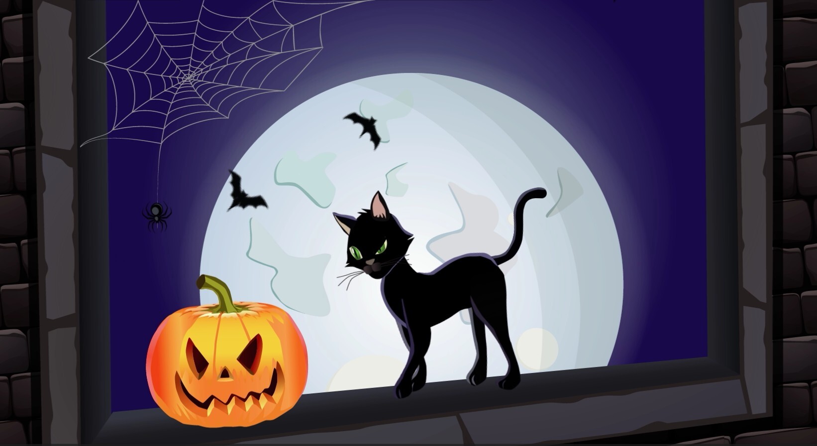 ArtStation - 2D animated postcard "Happy Halloween" from black cat
