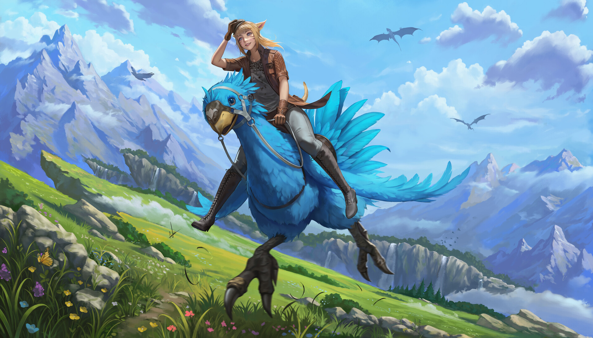 ArtStation - Selina riding Chocobo