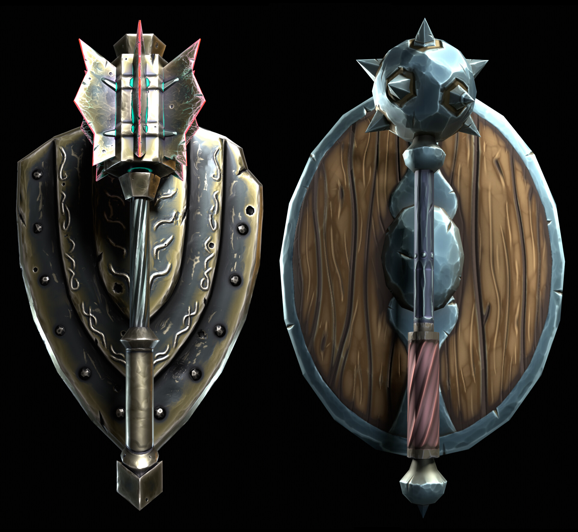 ArtStation - Weapon Set Mace and Shield