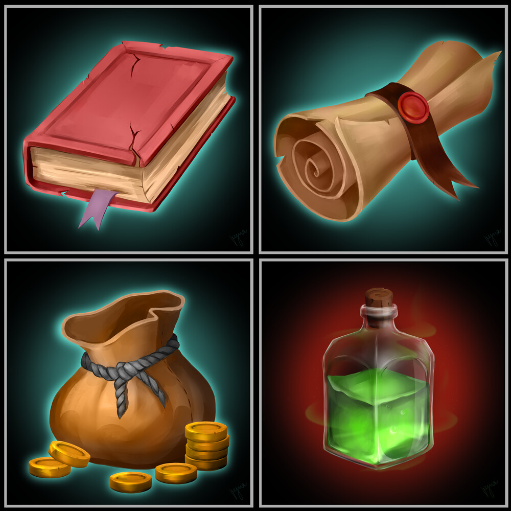 ArtStation - Basic game items icons.