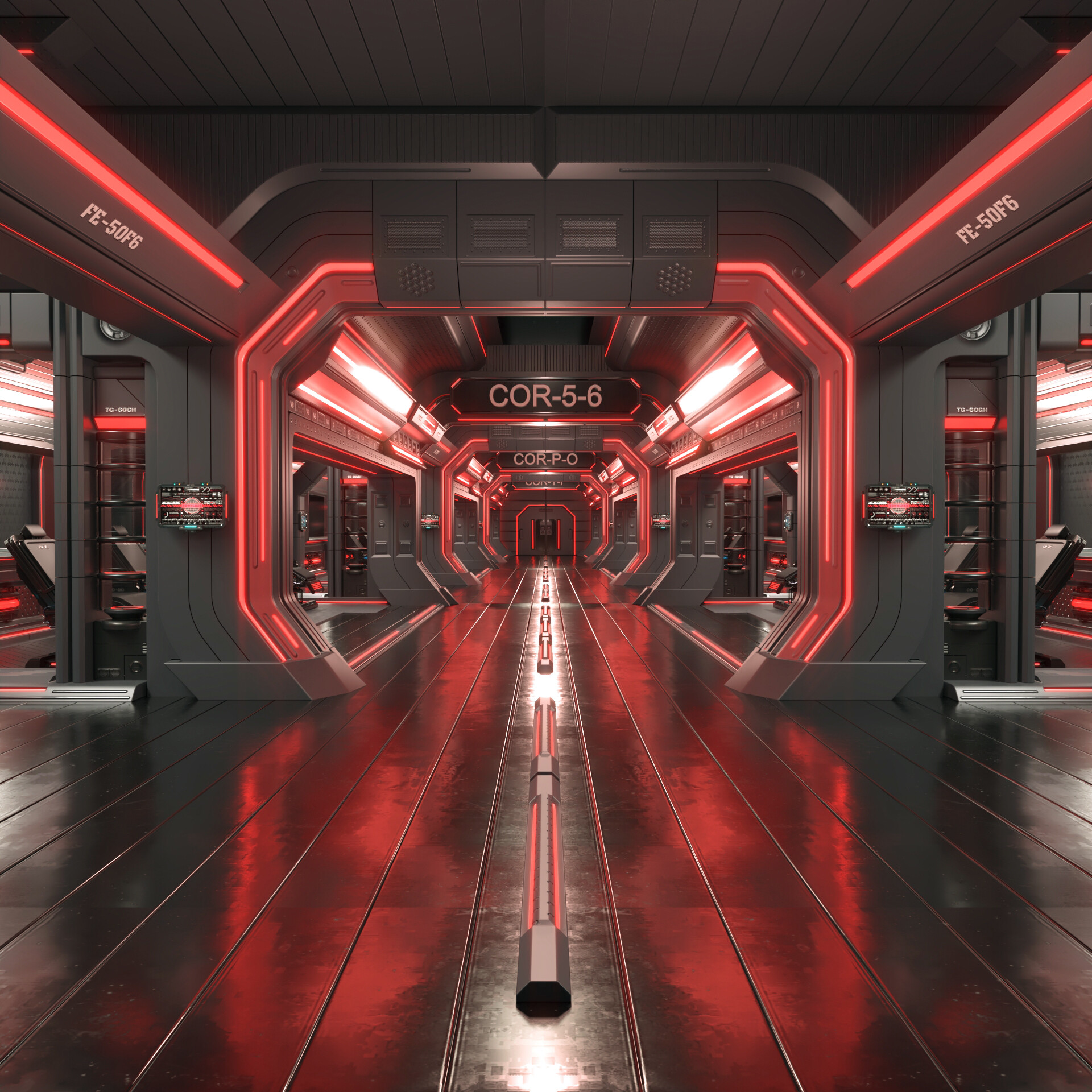 ArtStation - scifi modular interior space station 3D model