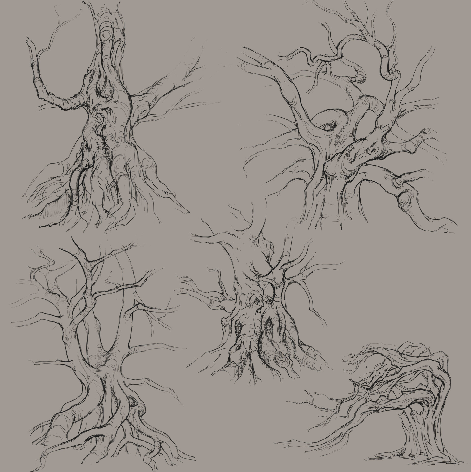ArtStation - Trees_study_linedrawing 2