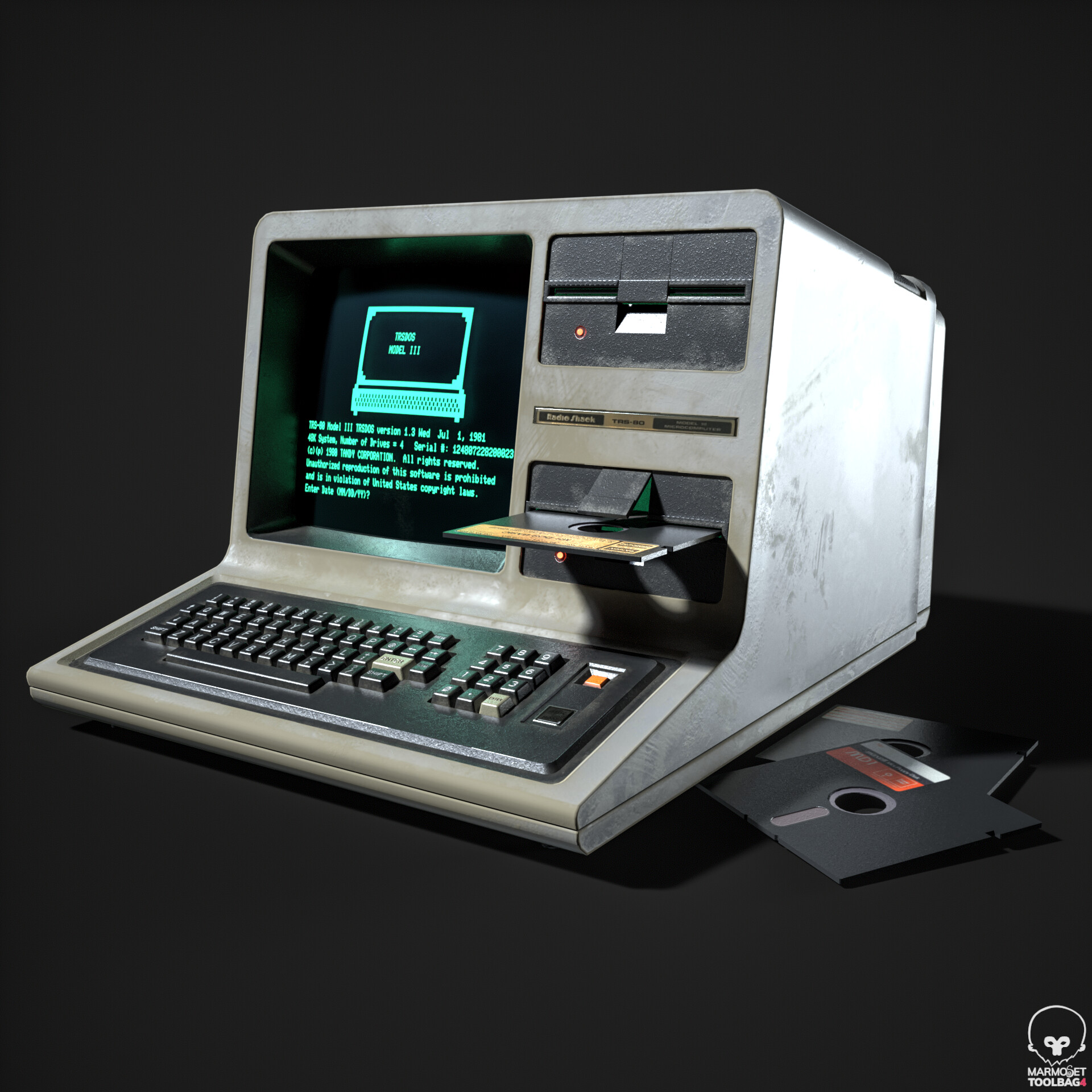 ArtStation - TRS-80 Model 3 Rendition and Game Prop