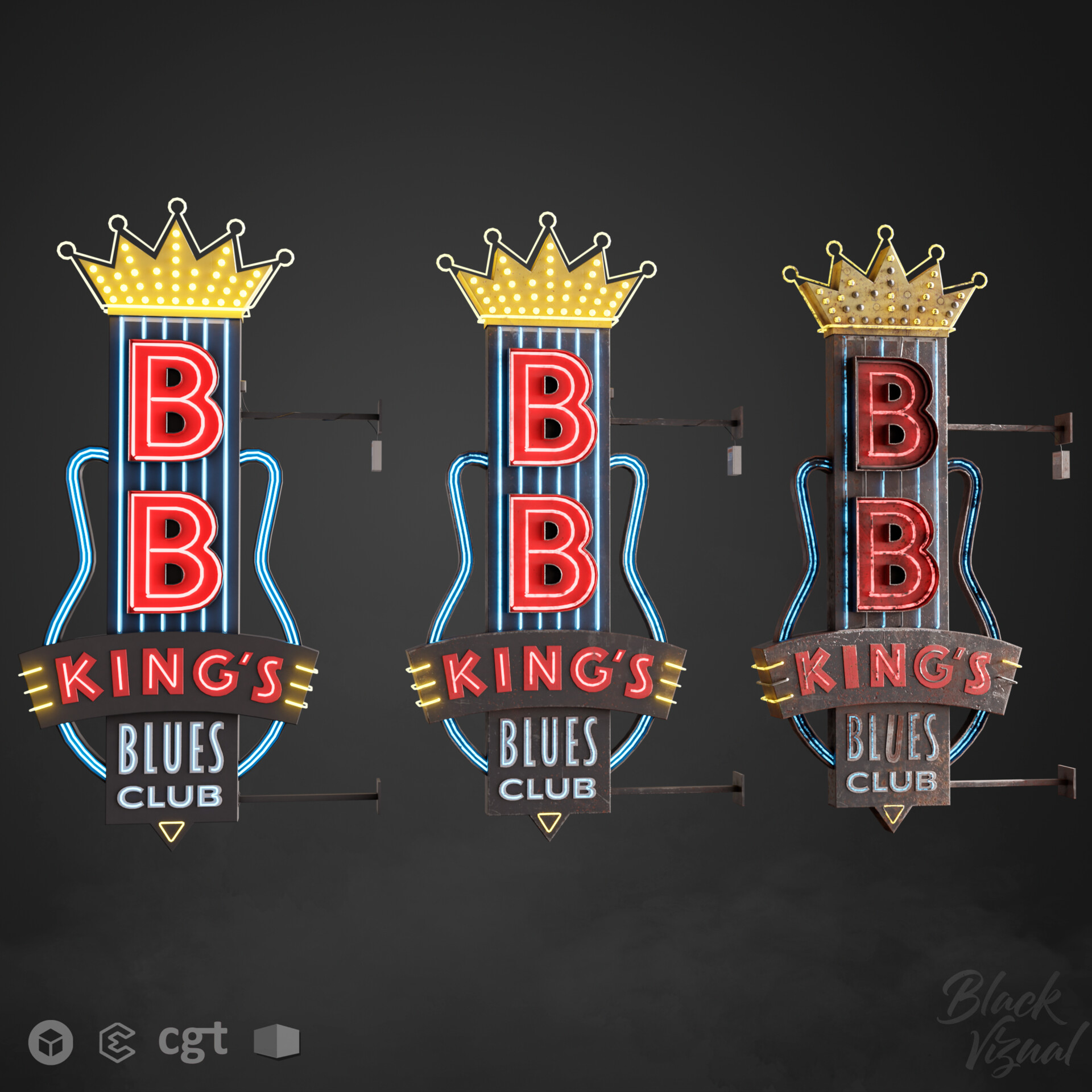 ArtStation - Neon sign Club in 3 types