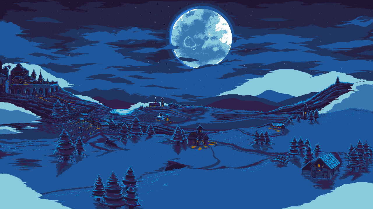 ArtStation - Town at Night in Pixel Art!