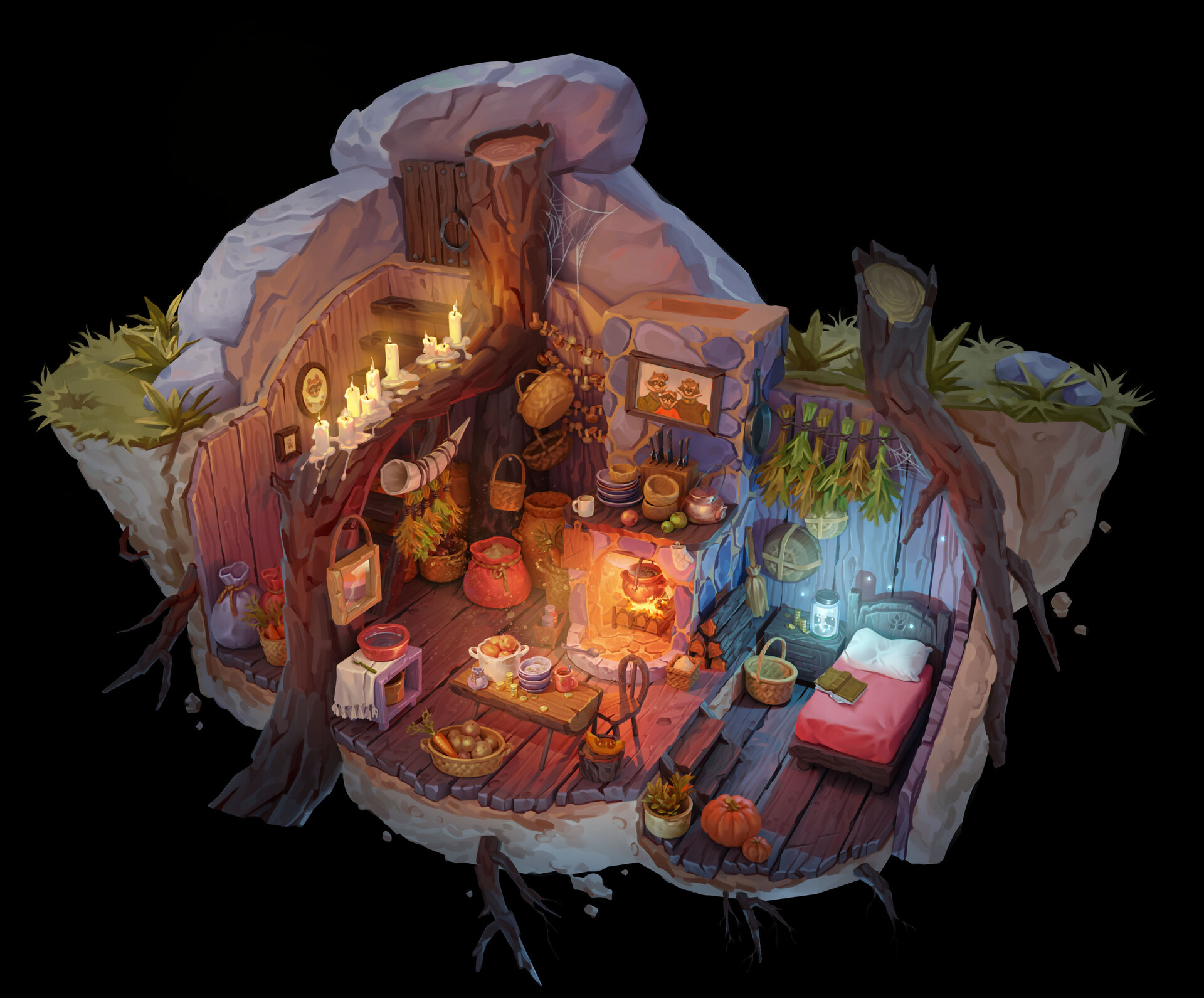 ArtStation - Burrow under the Boulder — Diorama project