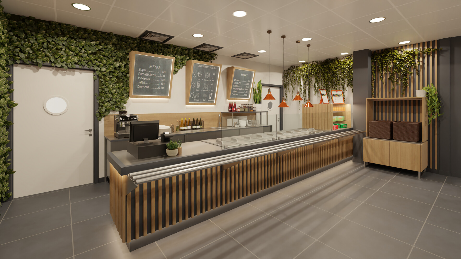 ArtStation - Visualization of bistro Lidl in Latvia