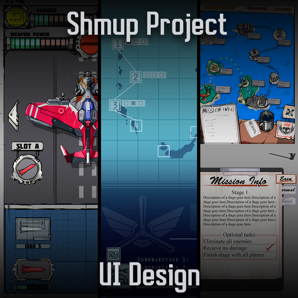 ArtStation - (2016-2020) Unreleased Shmup Game : Game UI designs