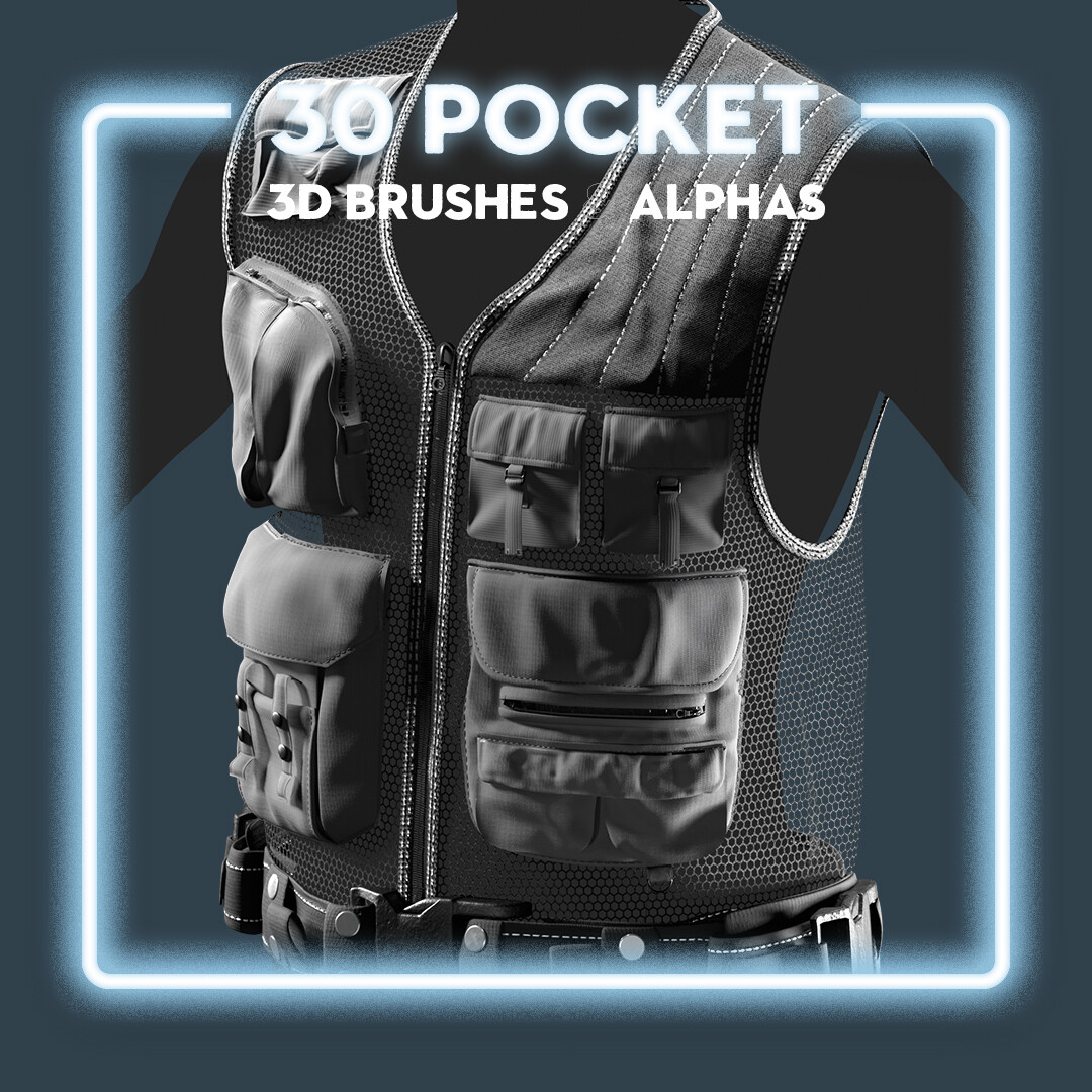 ArtStation - 30 Pockets imm brush, alpha, obj, fbx