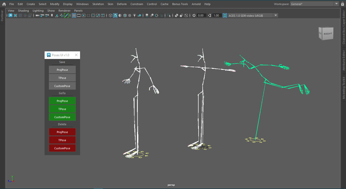 ArtStation - Skeleton Pose Tool for Maya using Python and MEL.