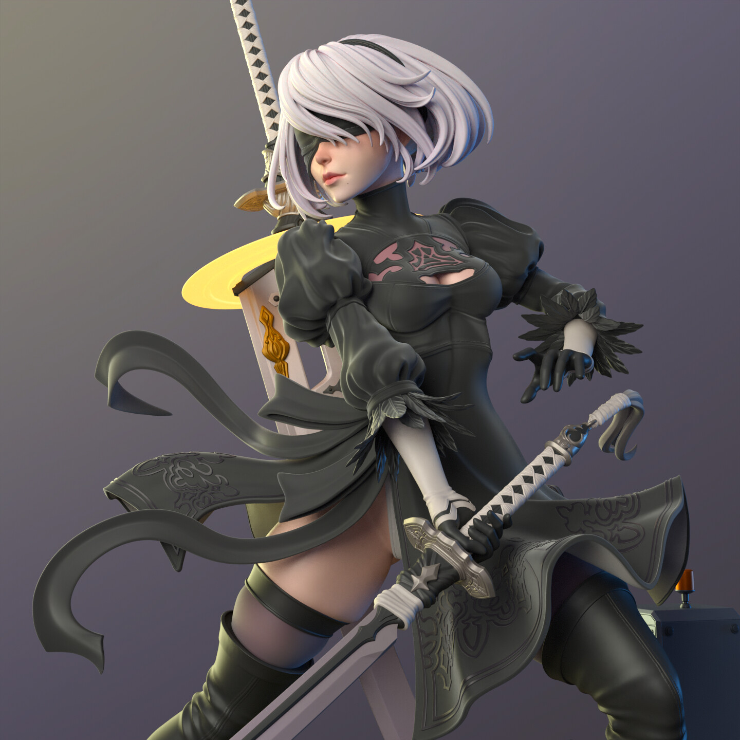 Dinamuuu 3D - 2B, Nier Automata, 3D Print Model
