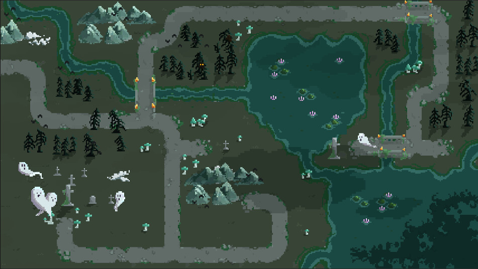 ArtStation - Haunted biome- Wargroove style study in Unity and Aseprite