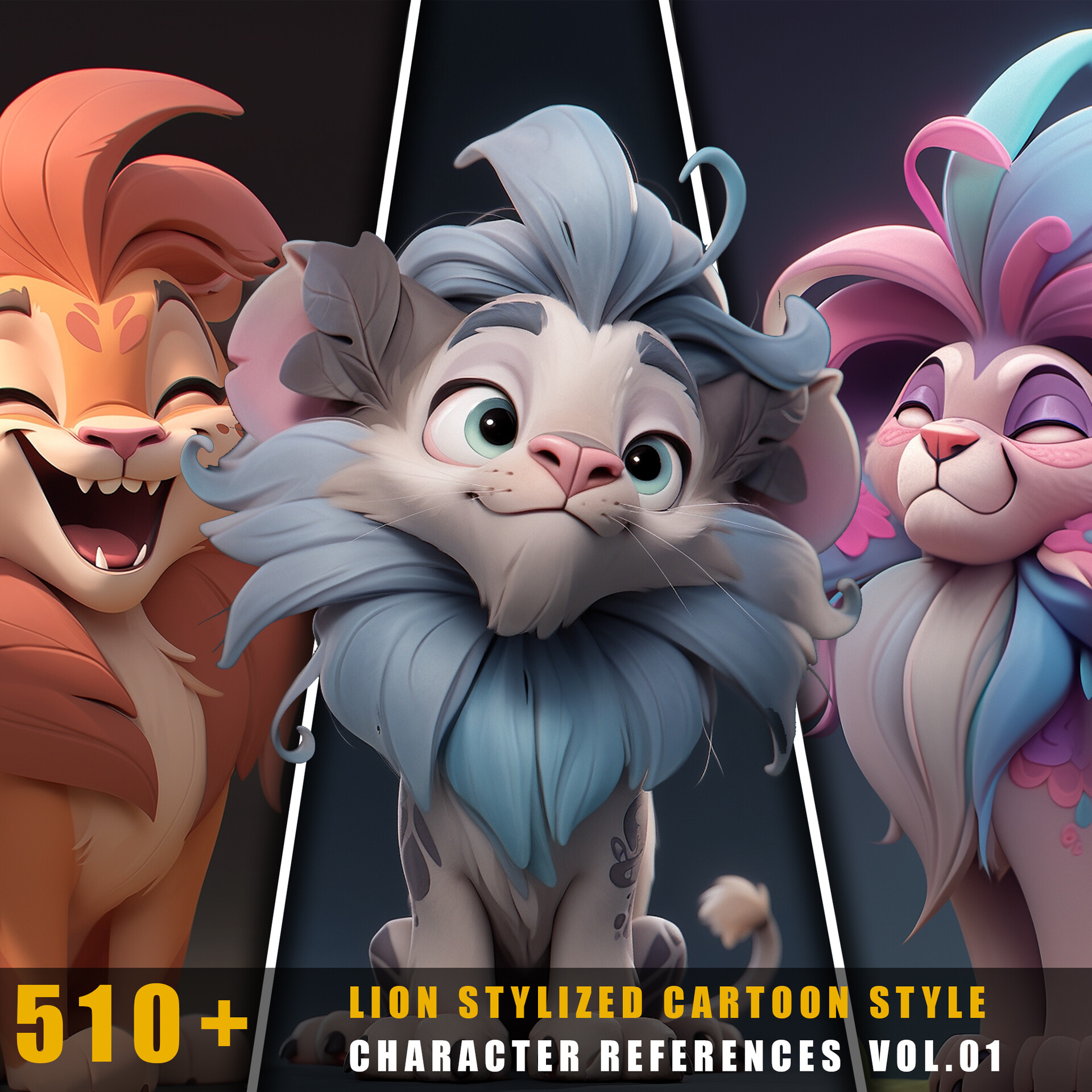 ArtStation - 510+ Lion Stylized Cartoon Style - Character References Vol.01