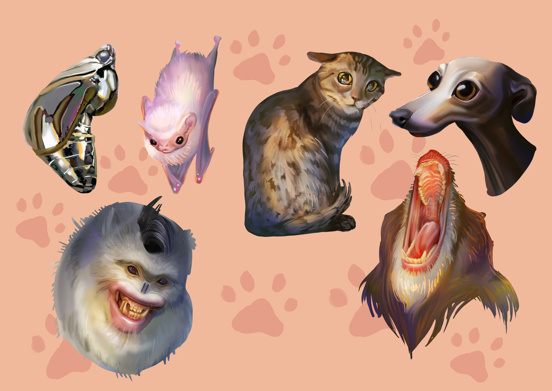 ArtStation - Animals, cat, dog, monkey and others