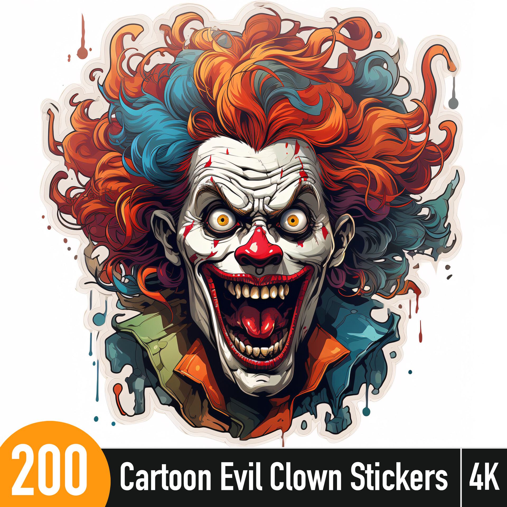 ArtStation - 200 Cartoon Evil Clown Stickers (4k)