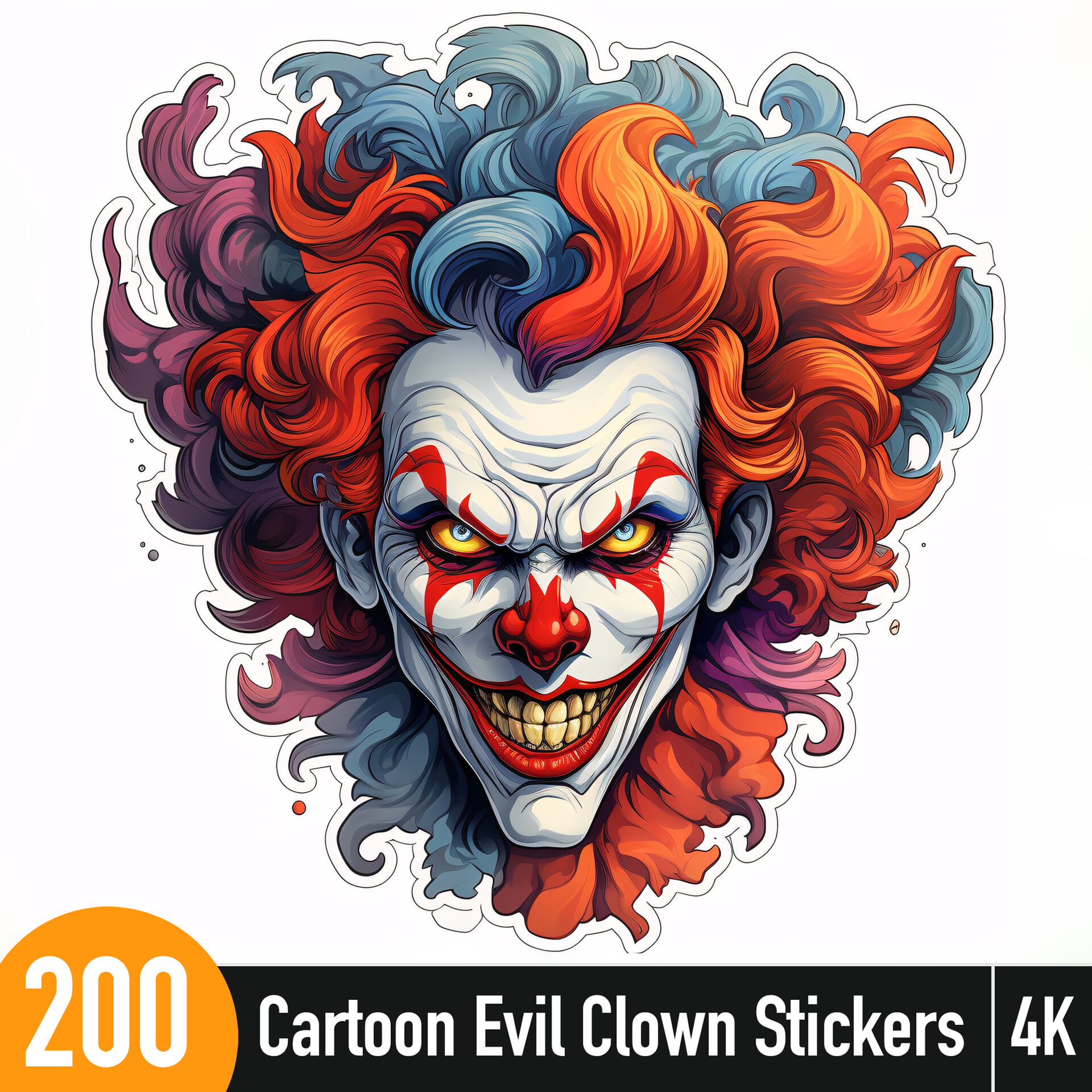 ArtStation - 200 Cartoon Evil Clown Stickers (4k)