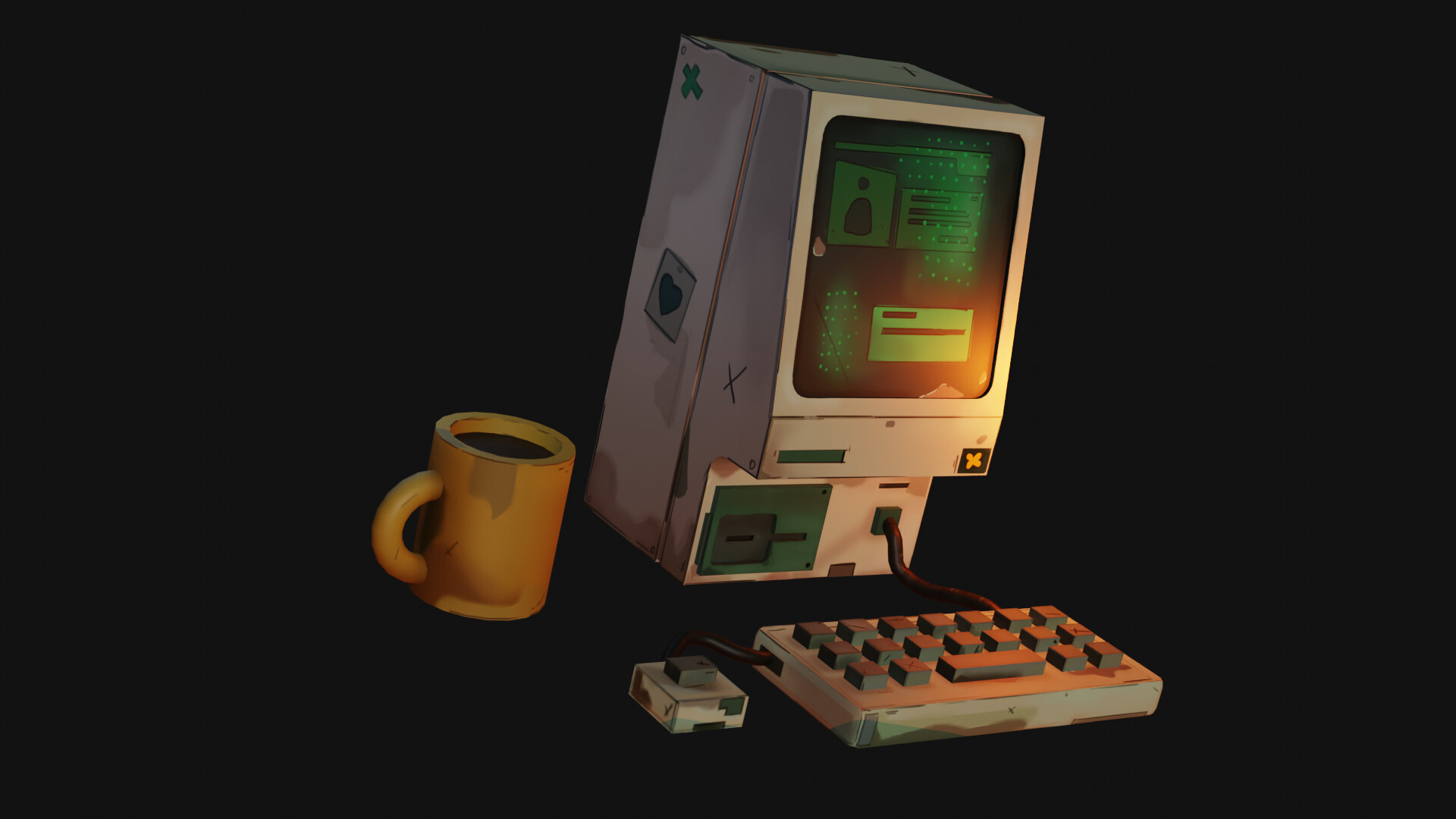 ArtStation - Aesthetic Low Poly Computer Station