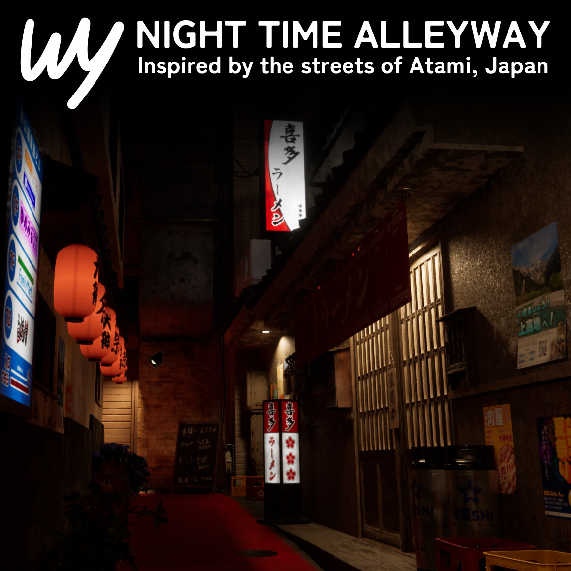ArtStation - Night Time Alleyway (Inspired by Atami, Japan)