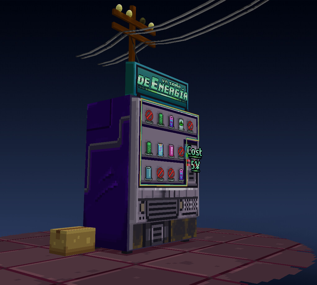 ArtStation - Vending Machine - Low poly model with Pixel art texture