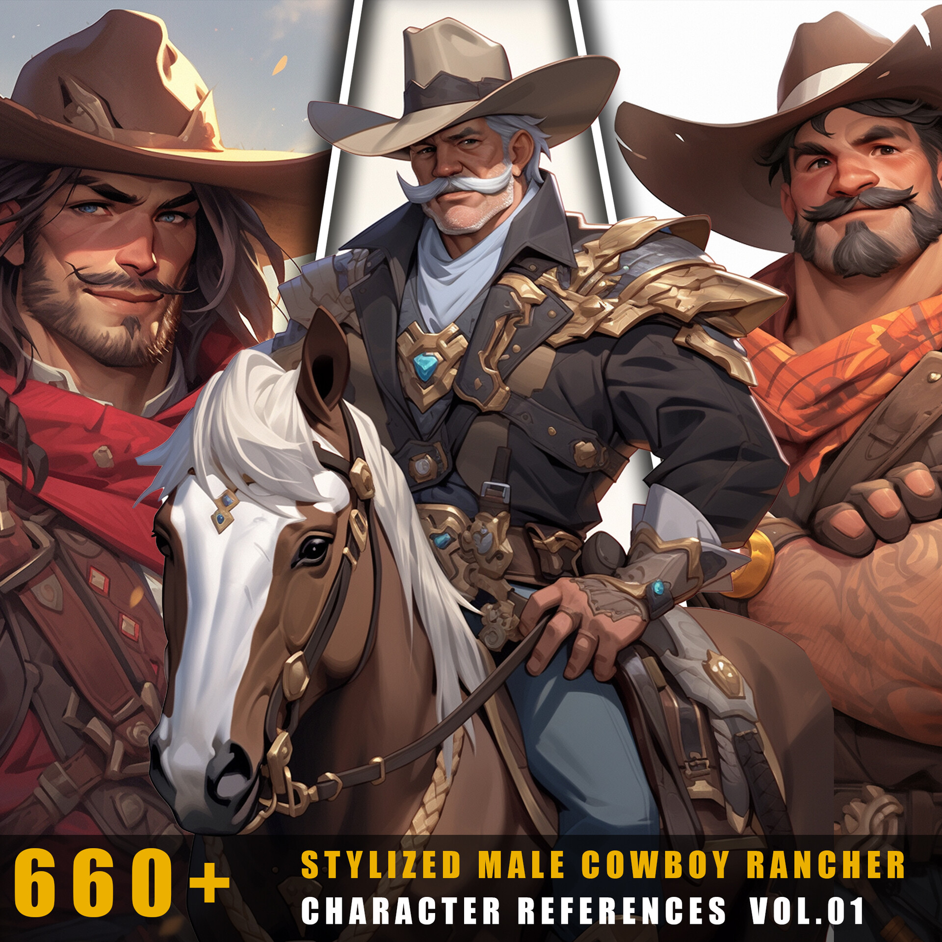ArtStation - 660+ Stylized Male Cowboy Rancher - Character References ...