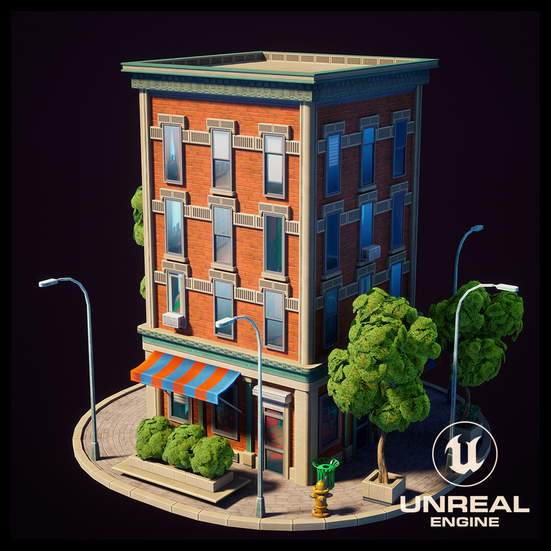 ArtStation - New York block stylized Unreal Engine diorama