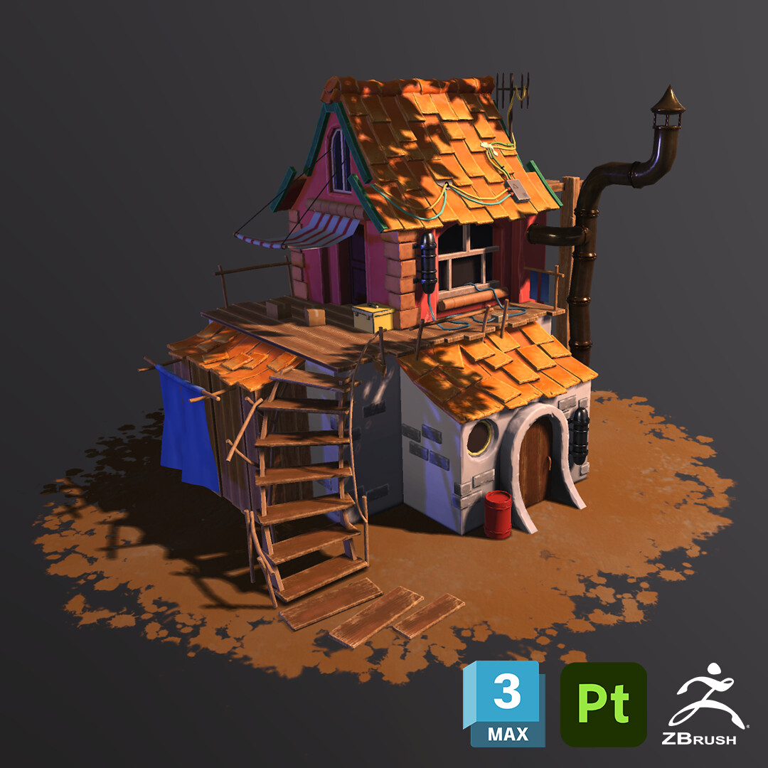 ArtStation - Stylized House Diorama