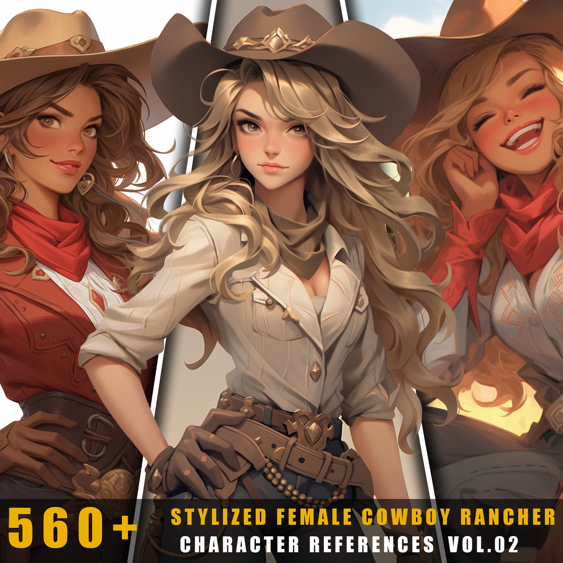 ArtStation - 560+ Stylized Female Cowboy Rancher - Character References ...