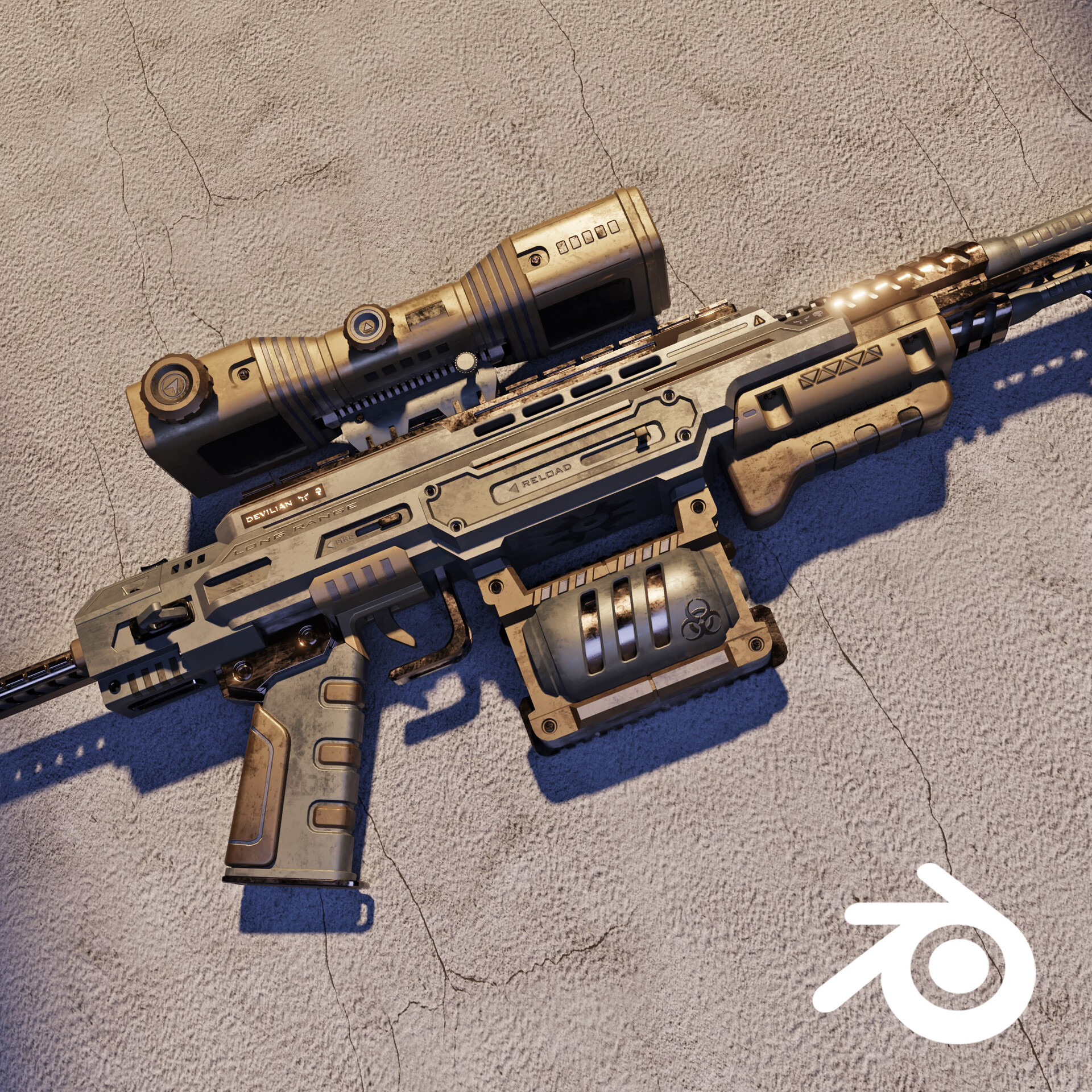 ArtStation - Sci-Fi rifle / gun / weapon in Blender. Course project