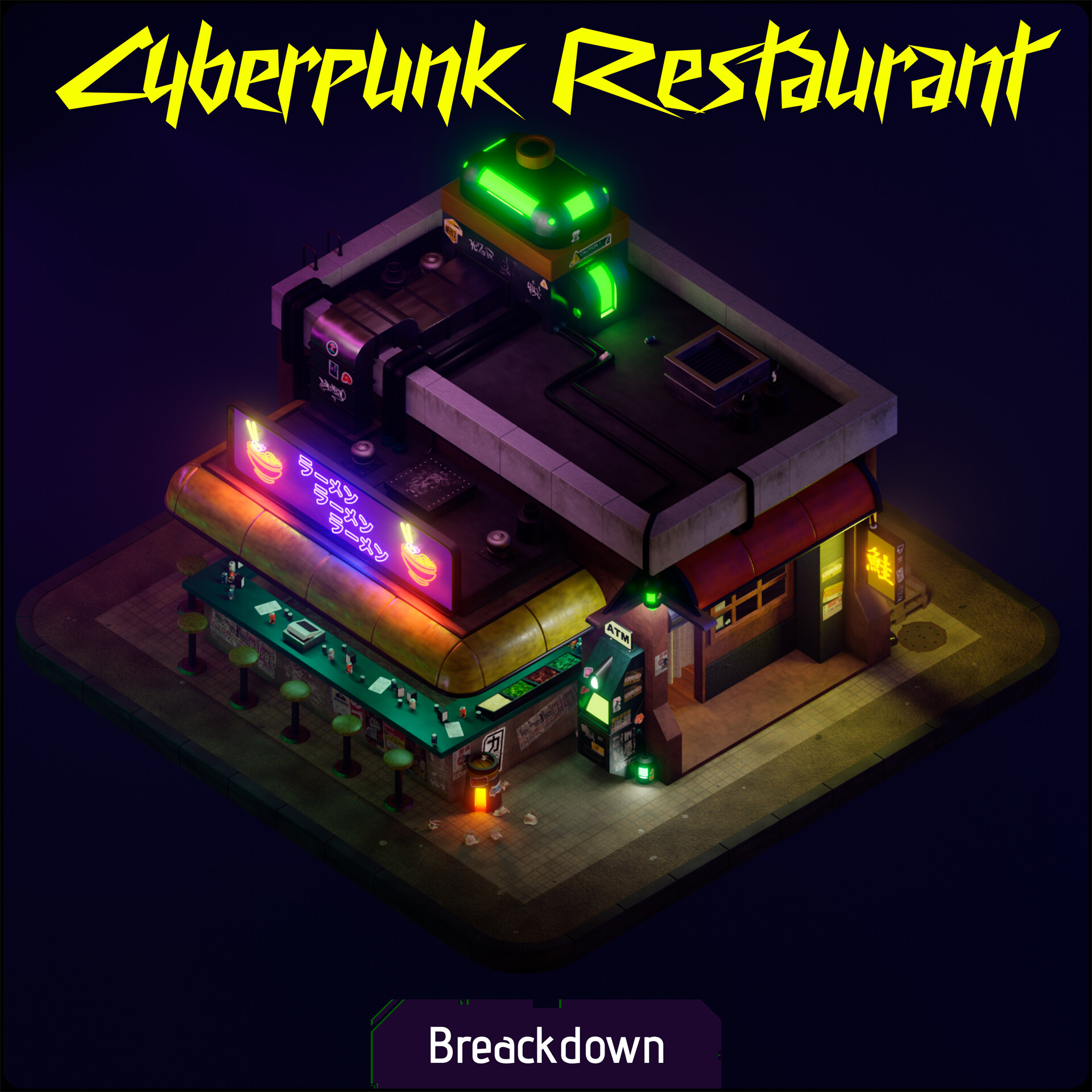 ArtStation - Cyberpunk Restaurant | Breakdown