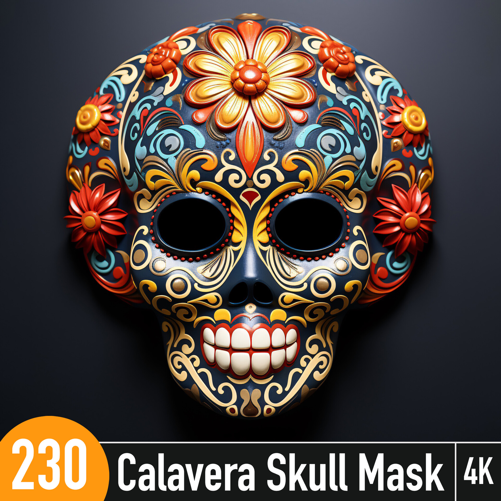 ArtStation - 230 Calavera Skull Mask (4k)