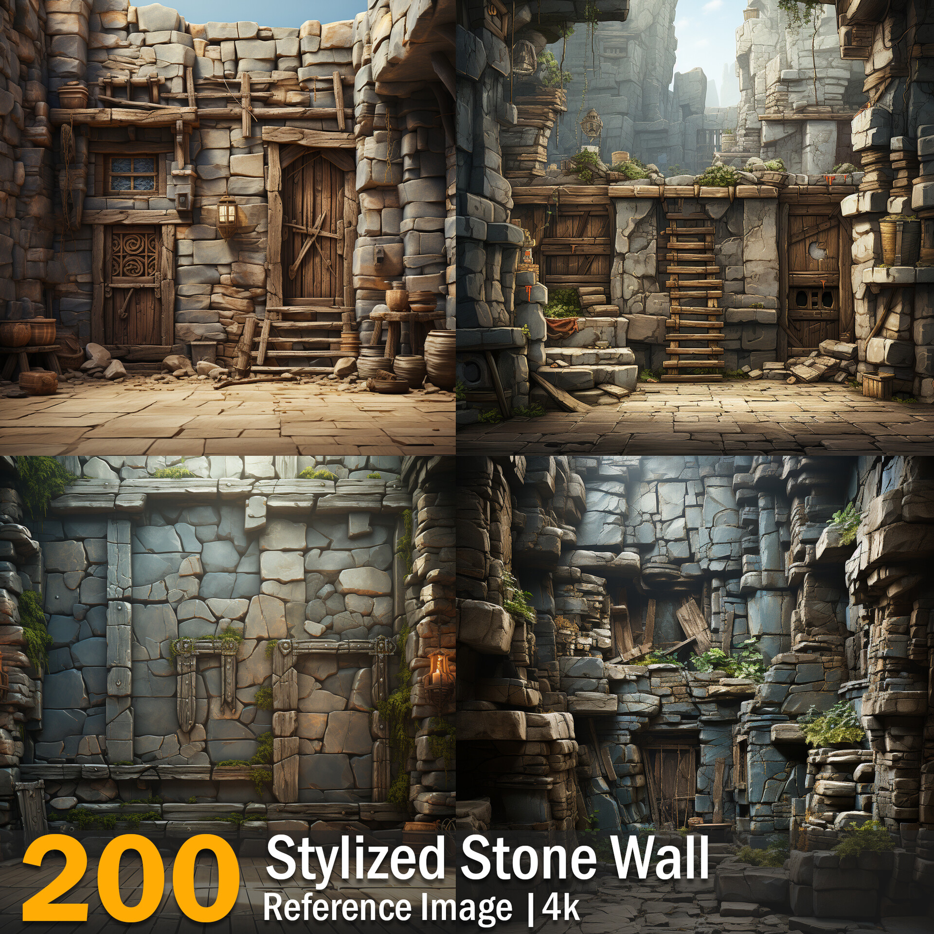 ArtStation - Stylized Stone Wall | Reference Images | 4K