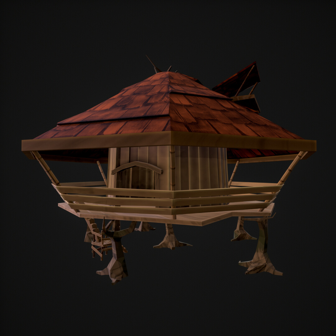ArtStation - 3D Lowpoly Stylized Hut for Games and Animation