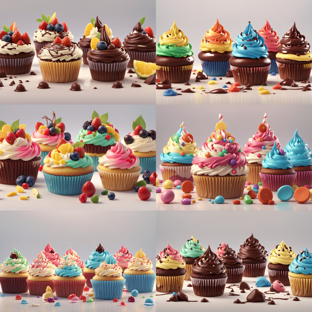 ArtStation - Whimsical Delights: Colorful Cupcake Sets