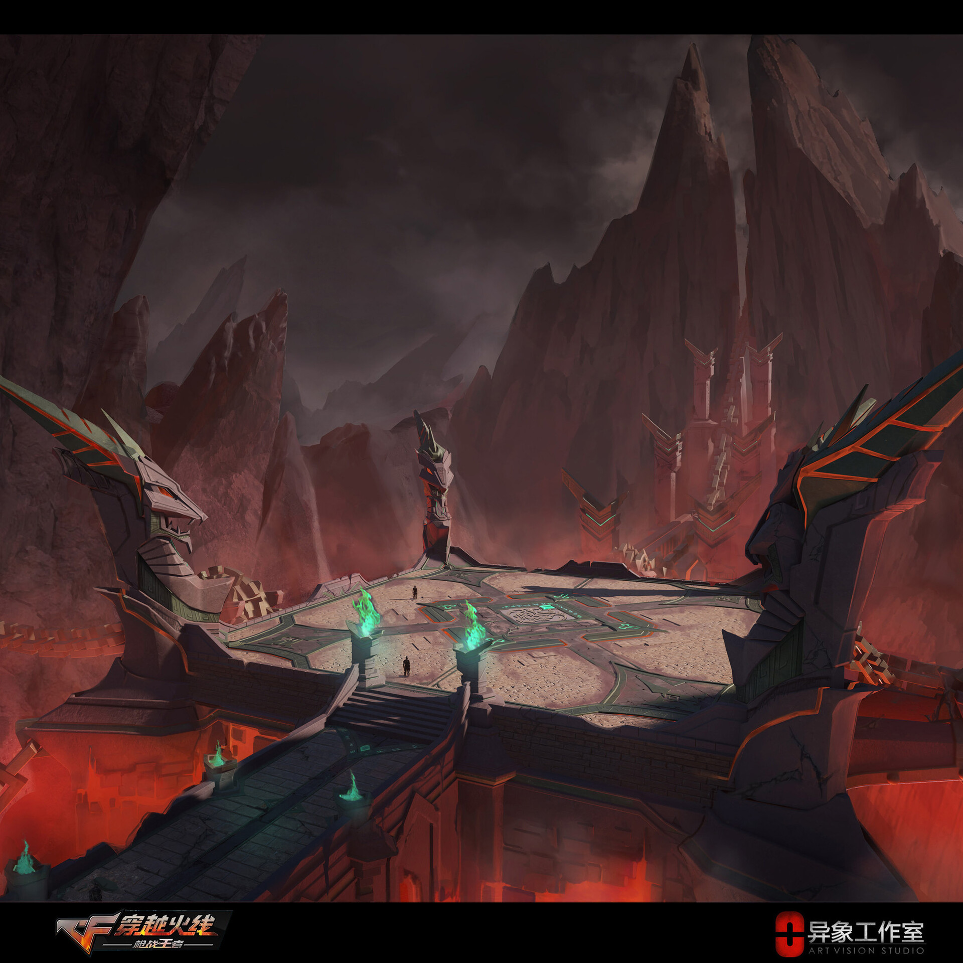 ArtStation - CF穿越火线手游地图概念-山海长卷-穷奇关卡