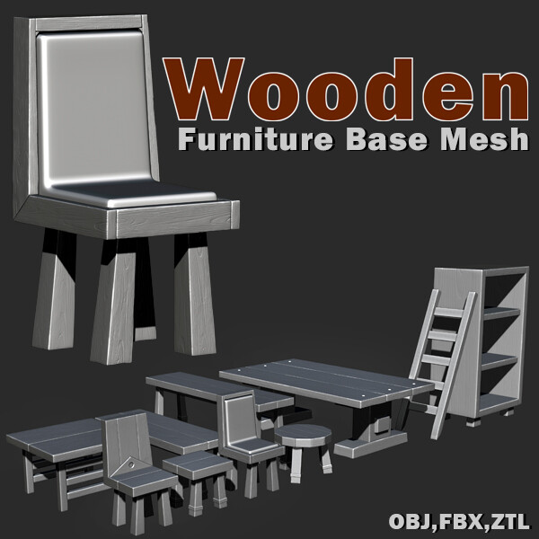 ArtStation - Wooden Furniture Base Mesh
