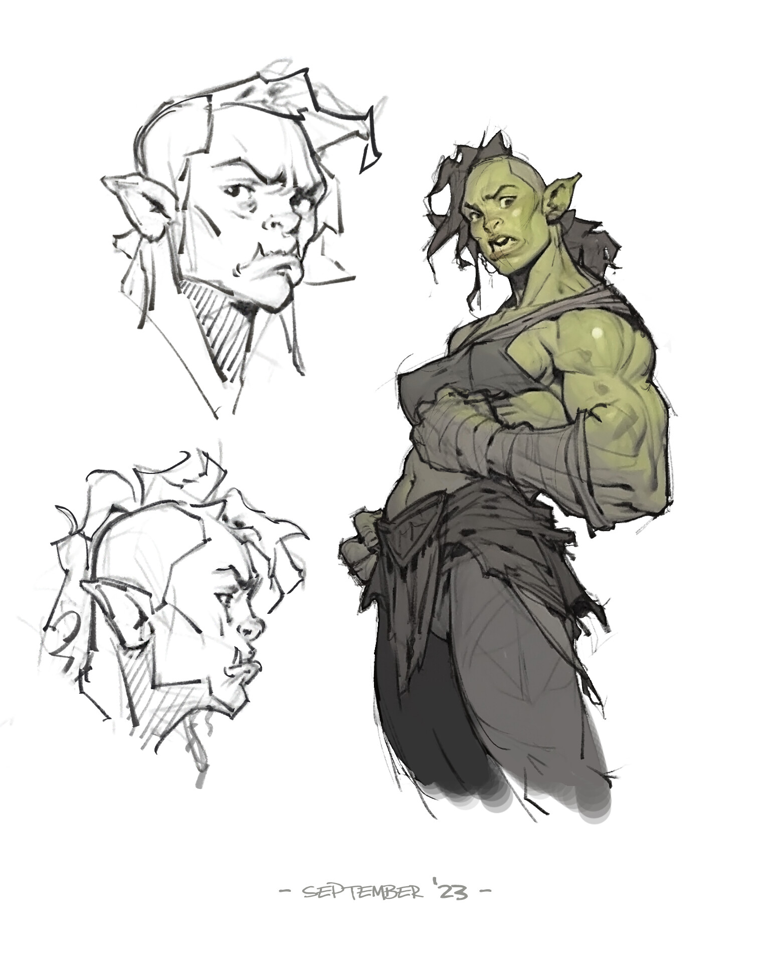ArtStation - Character Sketch - Orc Female