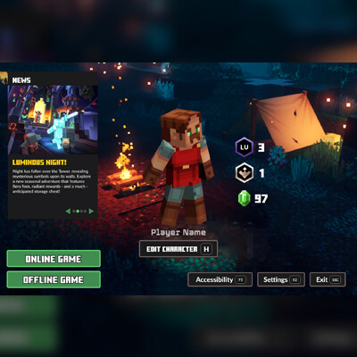 ArtStation - Minecraft Dungeons Main Menu and Gameplay - Redesign
