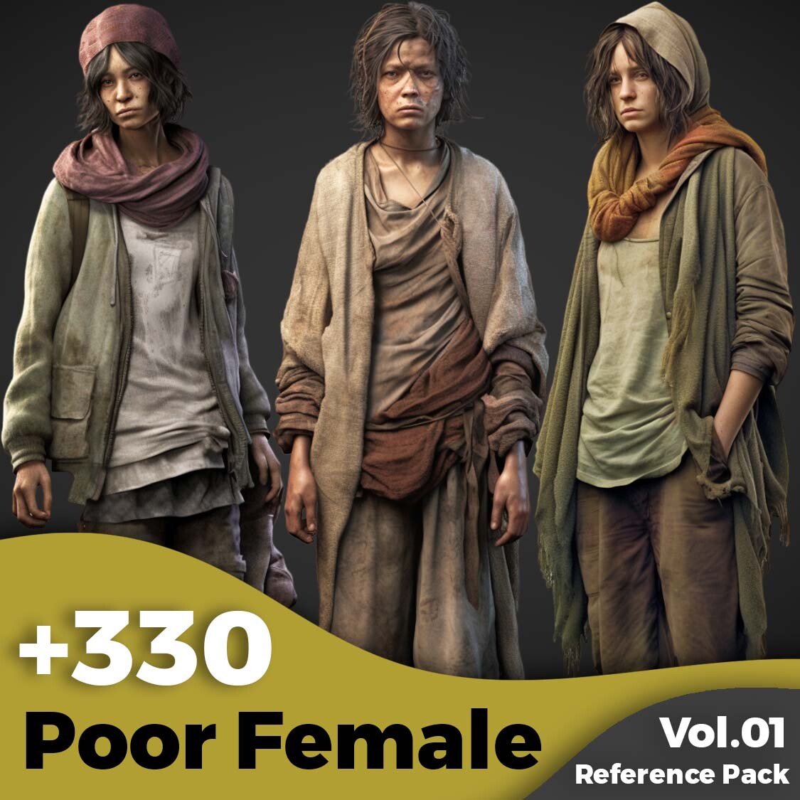 ArtStation - +330 Poor Female Character Concept(4k)