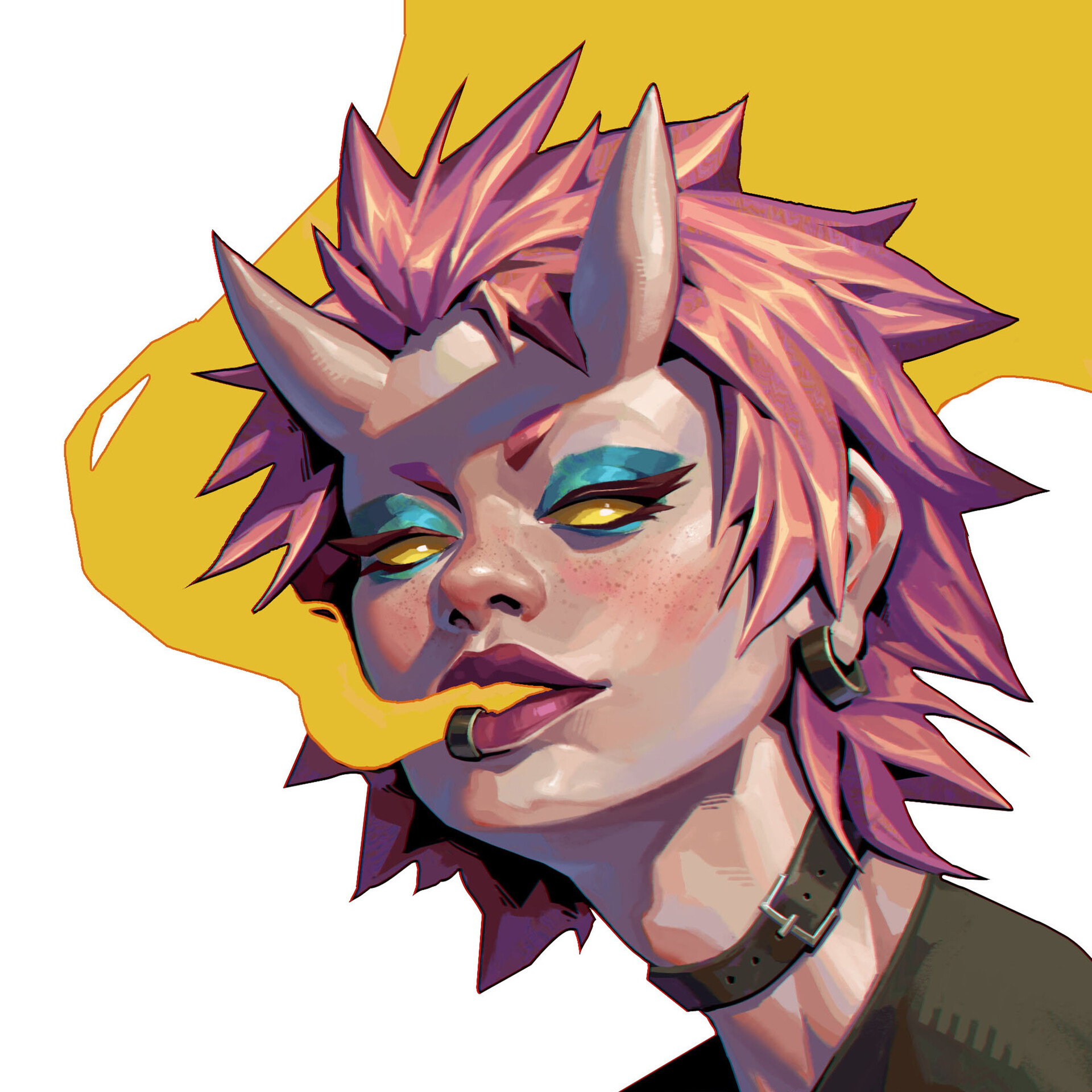 ArtStation - Pink Uzi stylized portrait
